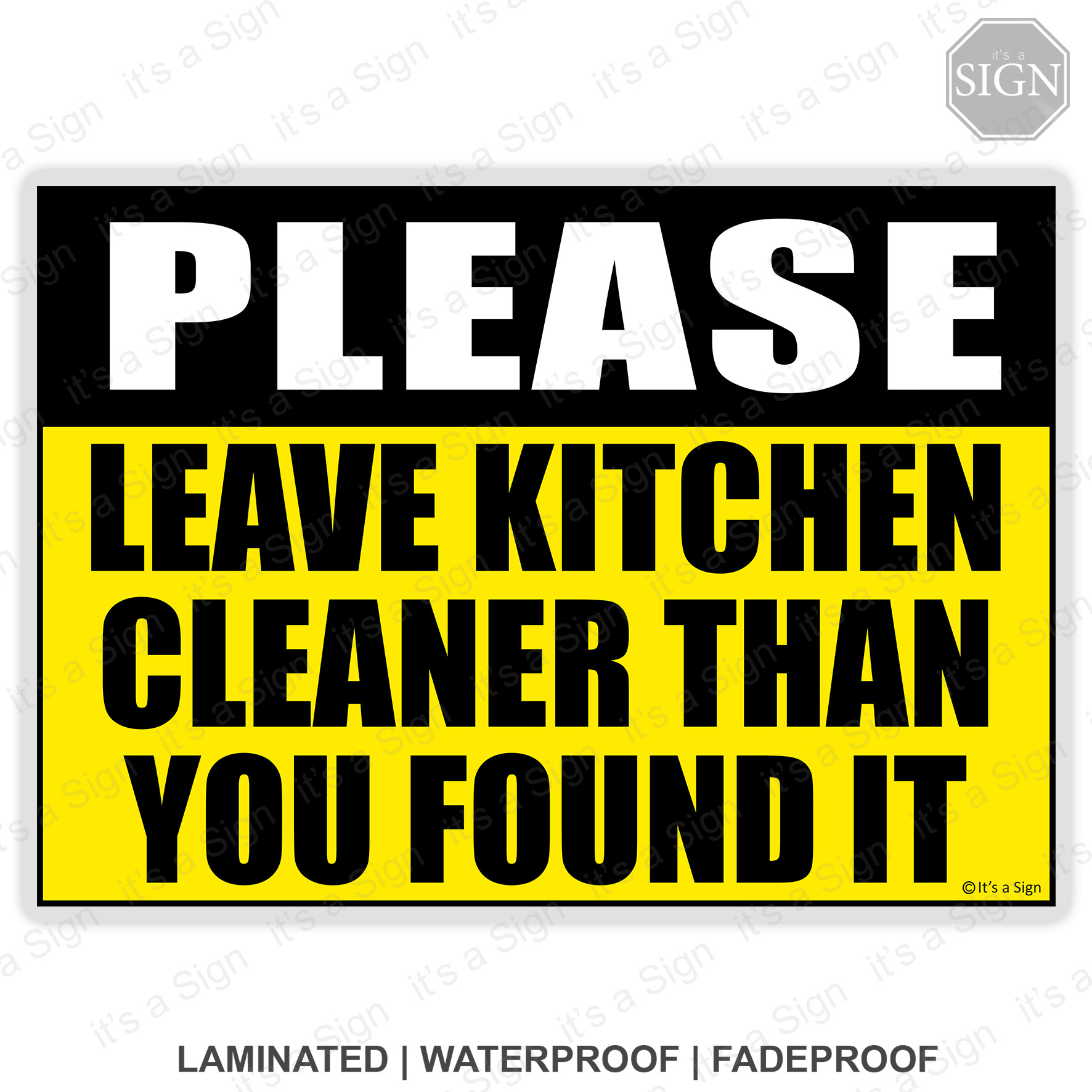 Leave Kitchen Clean Sign Label - Laminated Signage - A4 / A5 Size ...