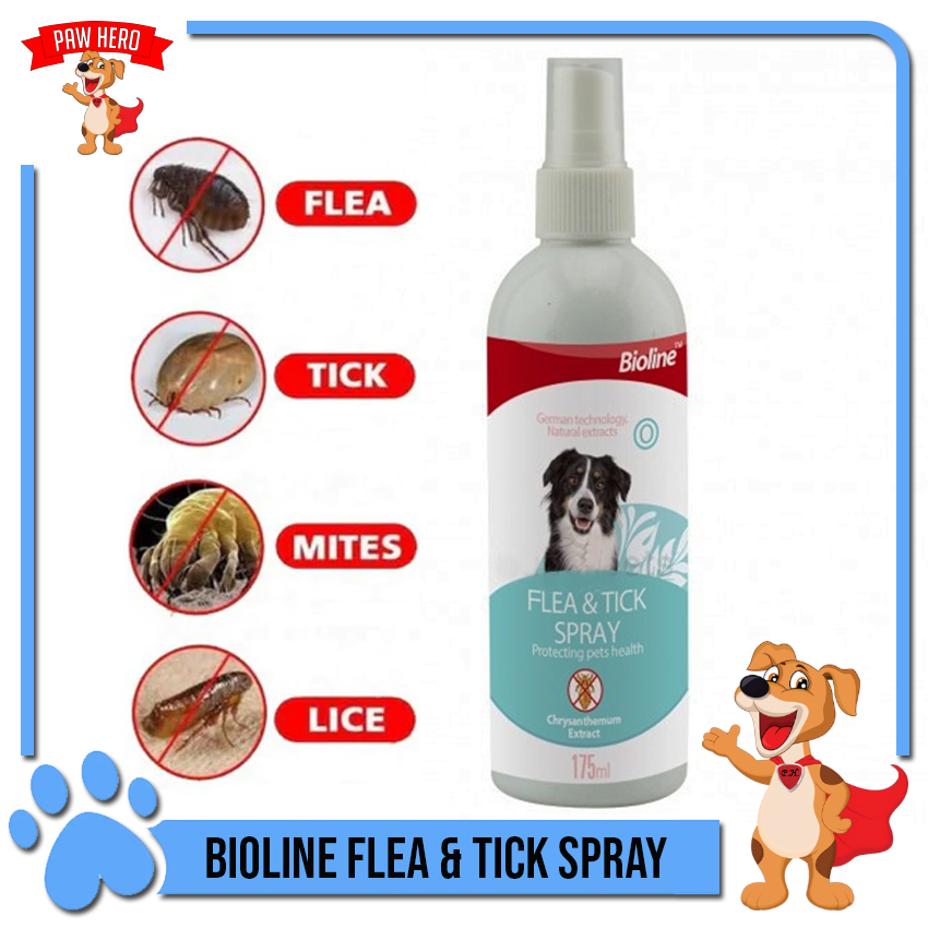 PAW HERO Bioline Flea & Tick Spray Anti Tick and Flea Lice Spray for ...