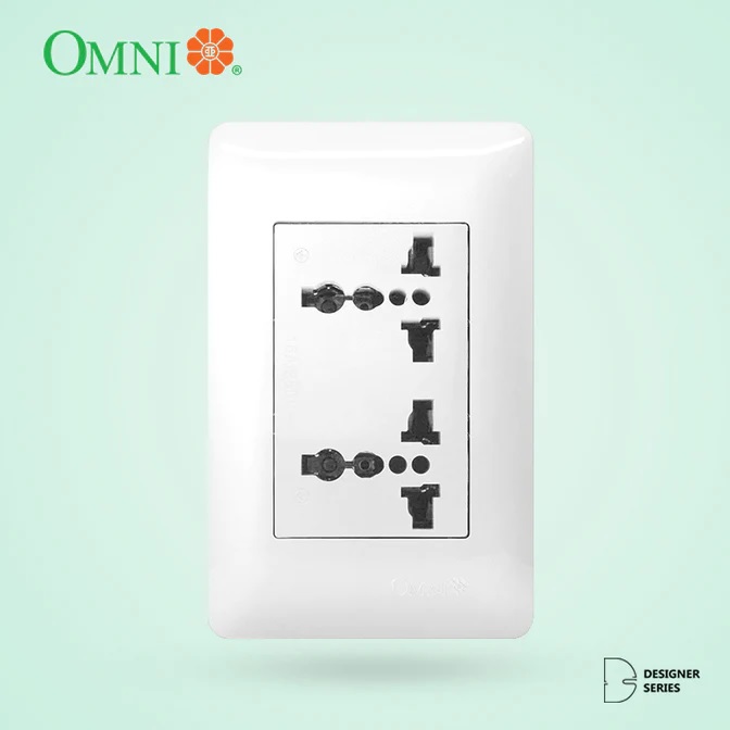 OMNI Duplex Universal Outlet With Ground Designer Series 16A DP3-WU402 ...