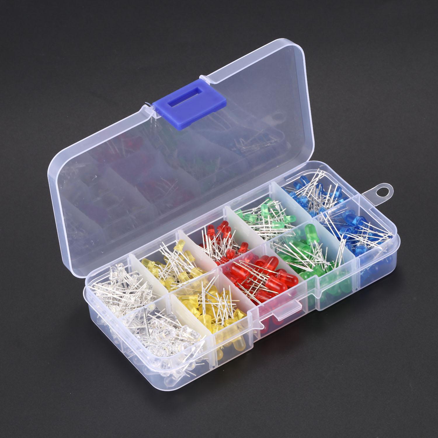 200 pcs 3mm 5mm LED Light diode White Yellow Red blue Green Assortment ...