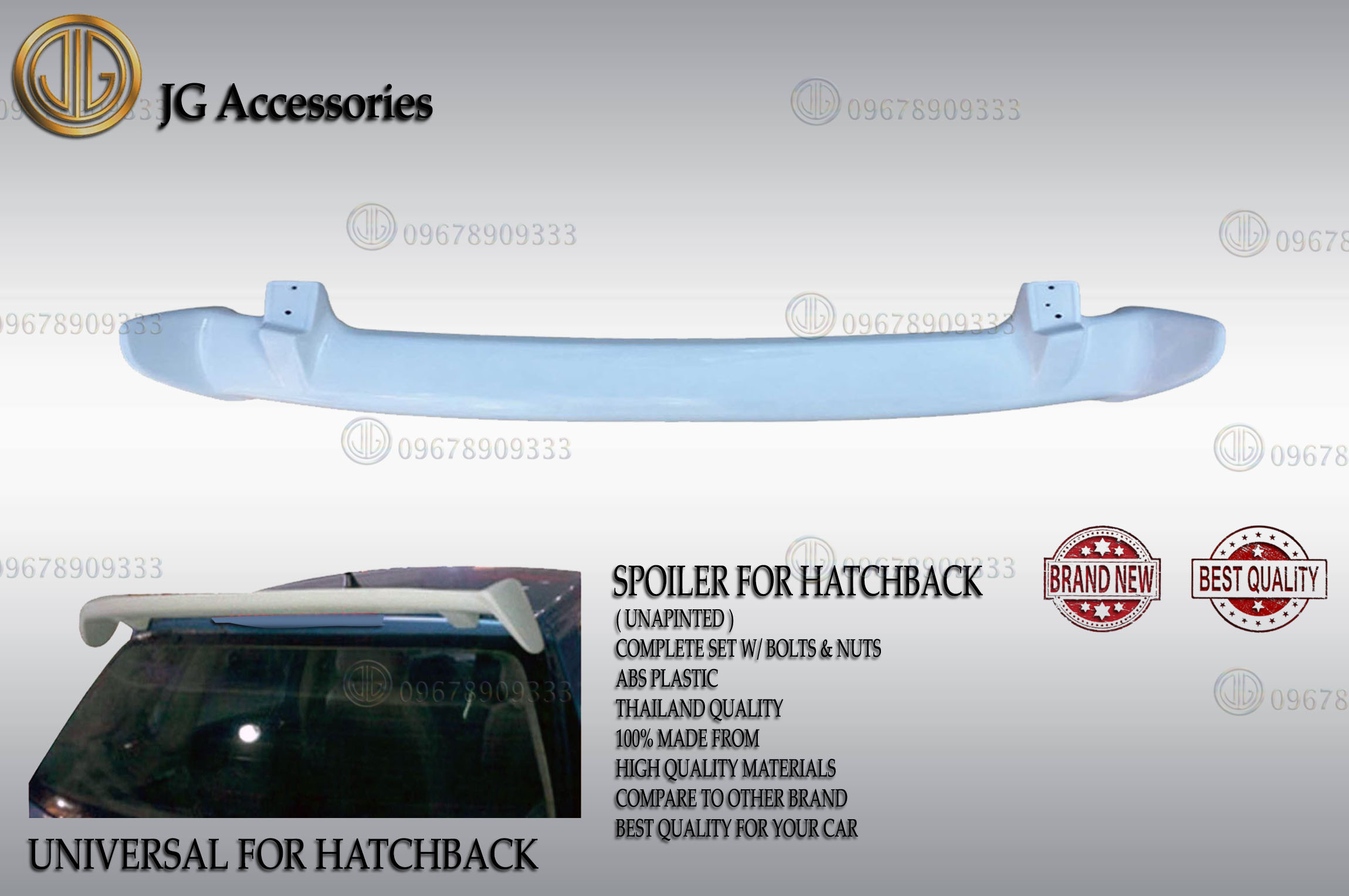 UNIVERSAL SPOILER FOR HATCHBACK REAR SPOILER WING UNPAINTED FOR ...