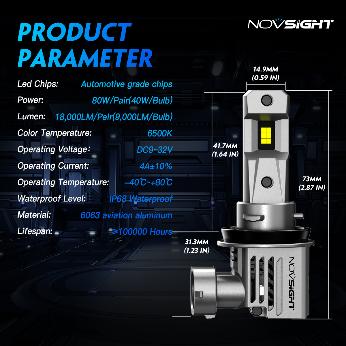 Novsight 1 Pair (2pcs) A500 N66 H4 H7 H11 9005 HB3 9006 HB4 80W/pair 18000LM high low beam high ...