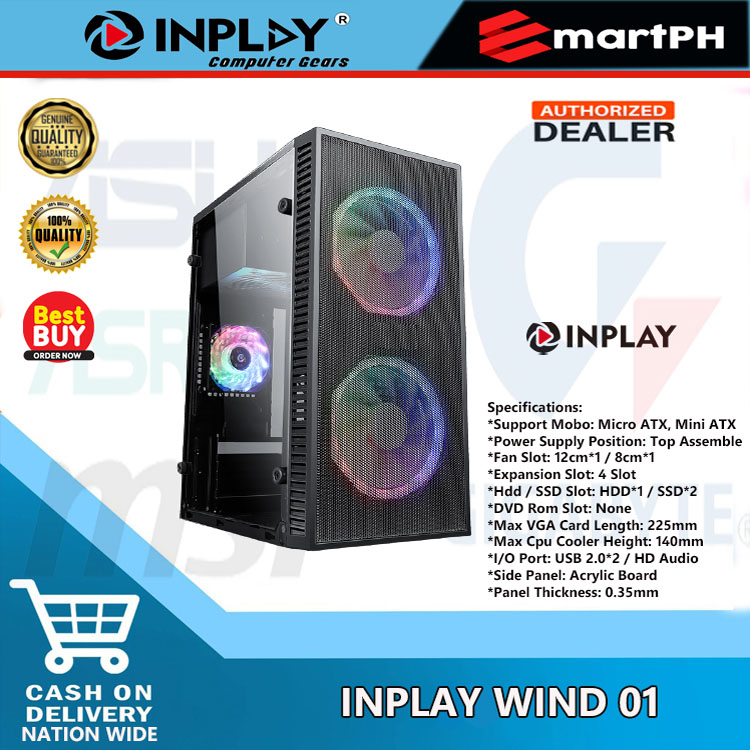 ORIGINAL (emartPH) Inplay Wind 01 Micro Atx or ITX Gaming Case Acrylic ...