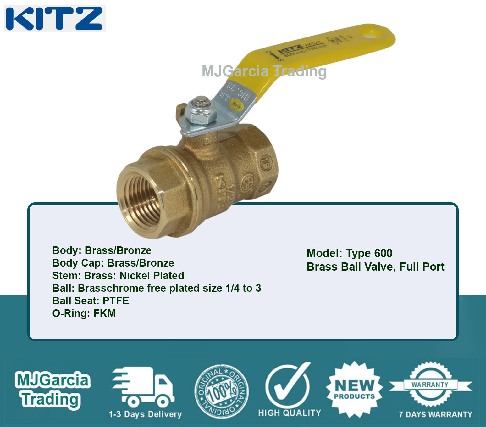 Kitz Brass Ball Valve Full Port Type 600 500WOG 600 psi | Lazada PH