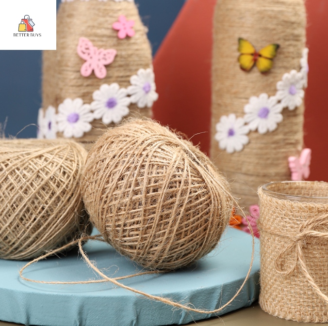 Better Buys Rope String Twisted Craft 100M/roll 1mm Natural Burlap Jute ...