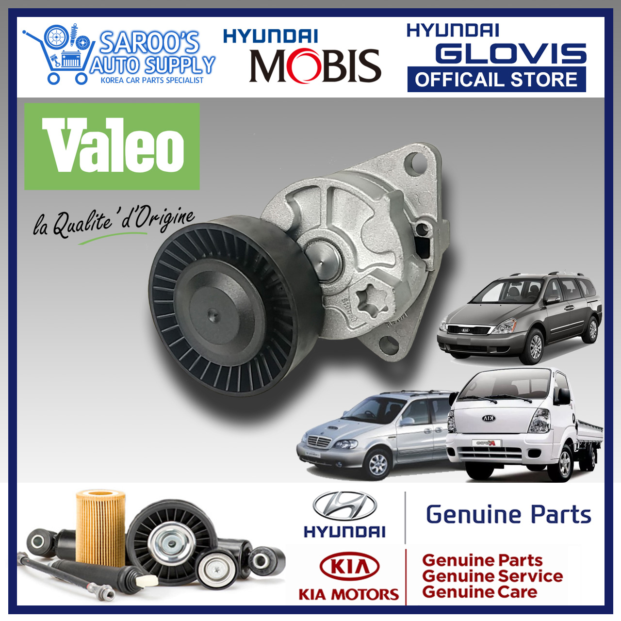 [J3] Fan Belt Tensioner For Kia Carnival , K2700, Original Valeo Brand ...