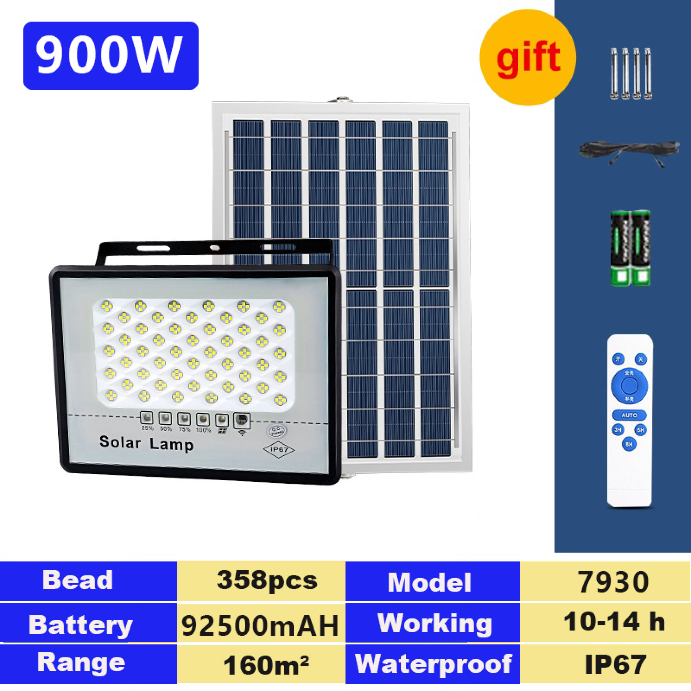 Solar light Waterproof IP67 Outdoor Original Street Light Solar Flood light 1500W LED lights ...