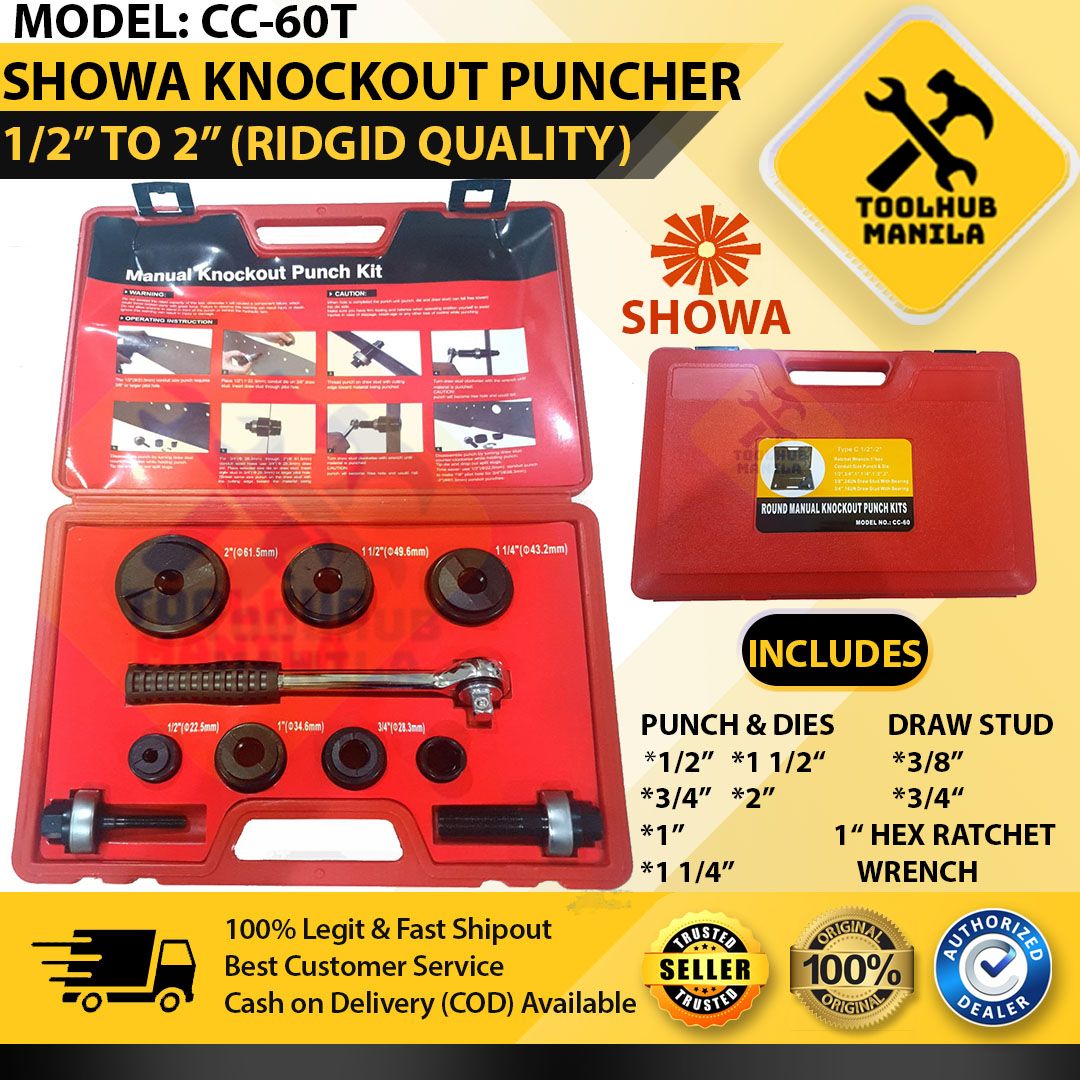 Showa Manual Knockout Puncher Set 1/2"-2" Knock Out Punch Puncher Tool ...