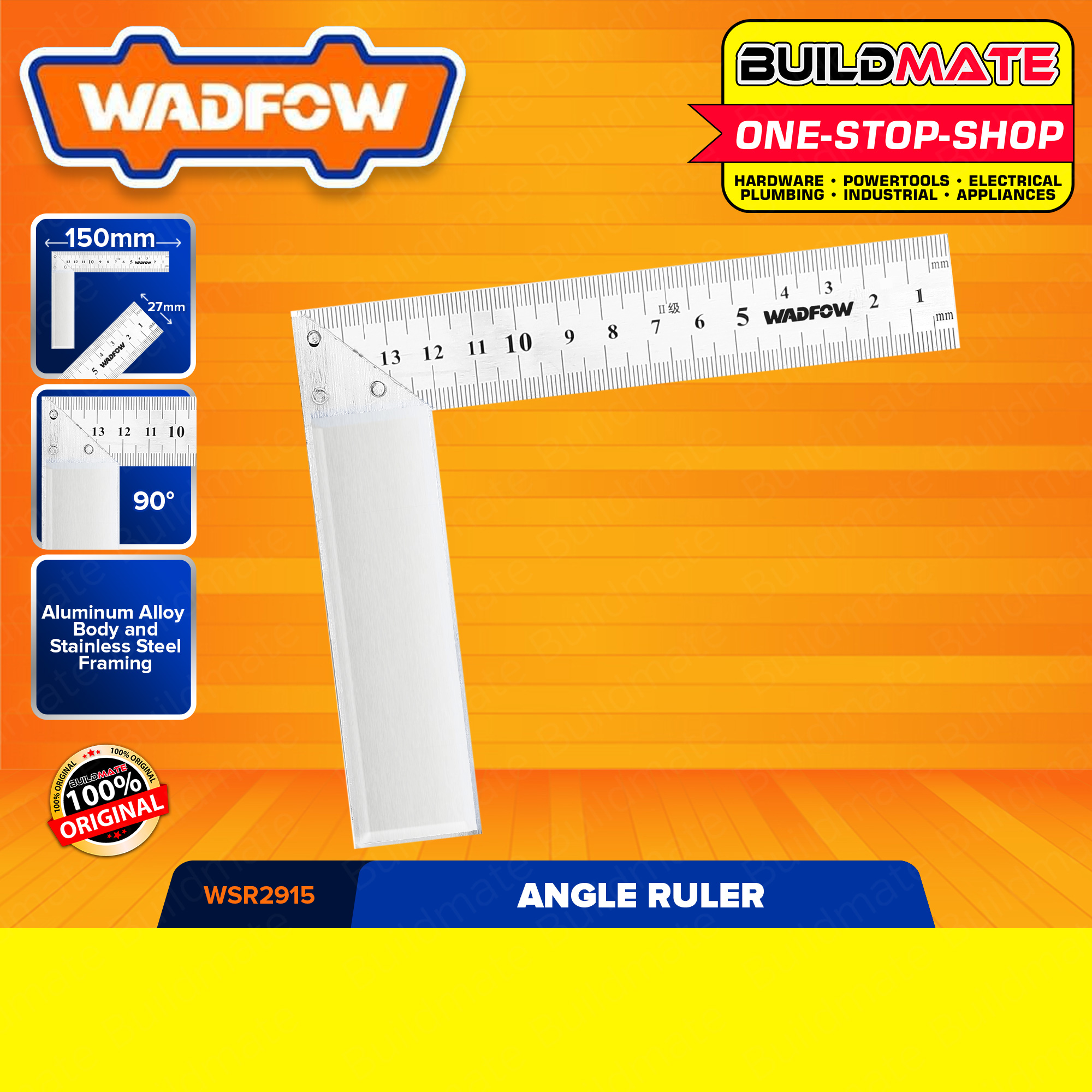 WADFOW Angle Square Ruler 150mm | 250mm Aluminum Alloy L-Square Ruler ...