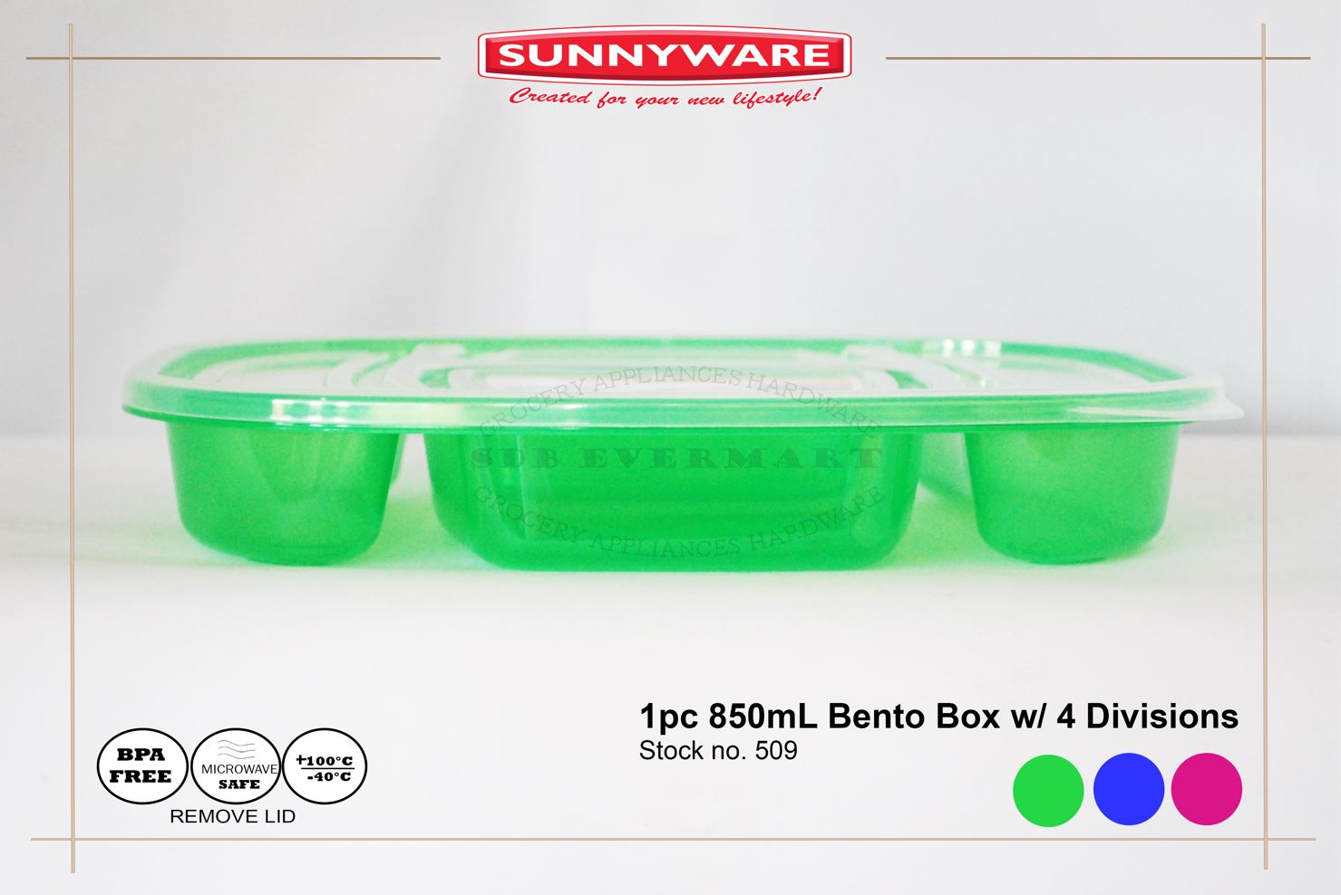 Sunnyware-Lunch Box Food Storage-850mL-[509]-Blue Green-1pc | Lazada PH