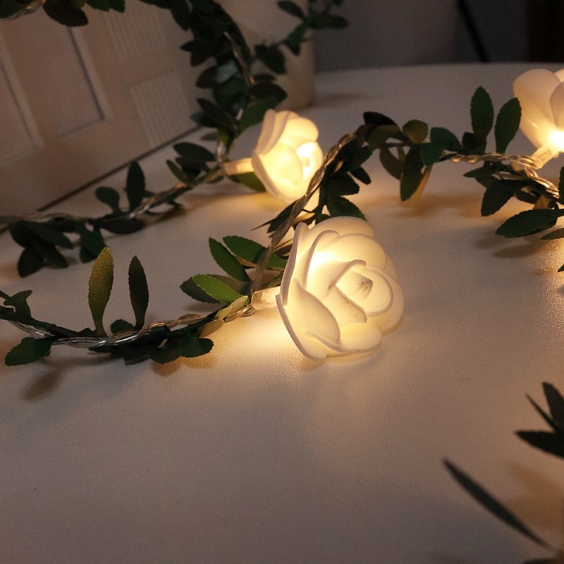 1.5/3/6M LED Rose String Lights Flower Rattan Bouquet Decor Girl ...