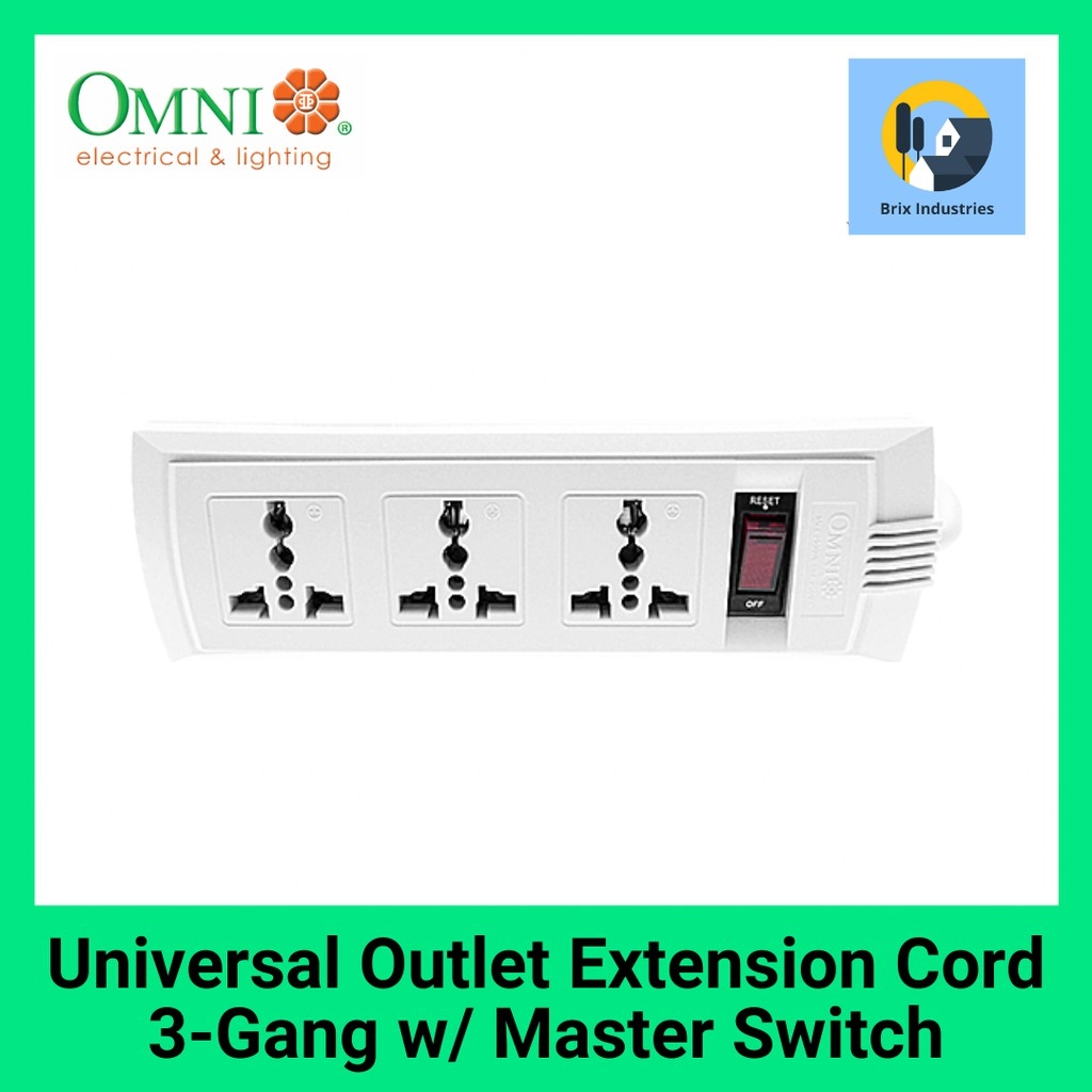 Omni Universal Outlet Extension Cord with Master Switch 1.83m Cord ...