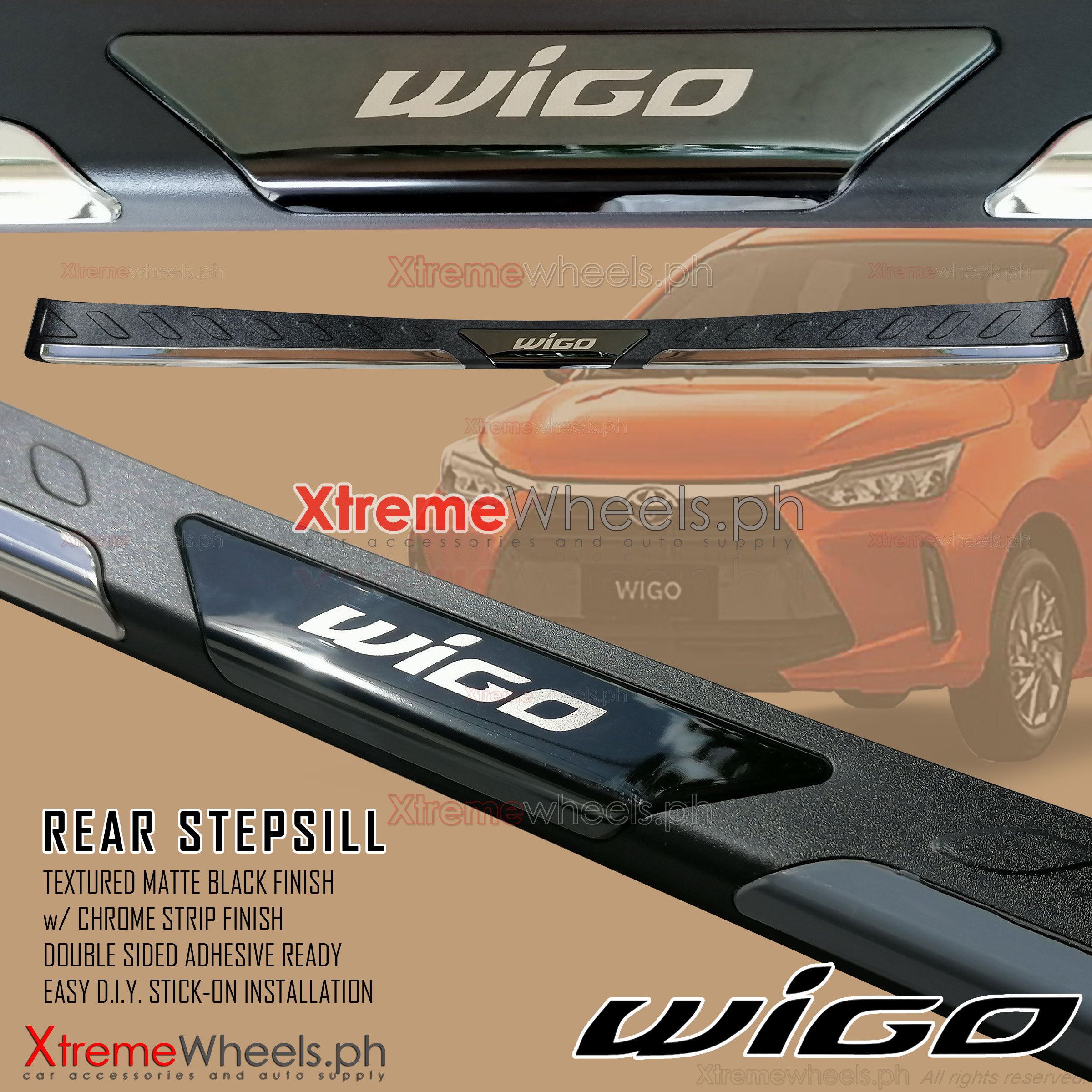 Toyota Wigo J E G 2024 to 2025 Rear Bumper Protector / Rear Stepsill ...