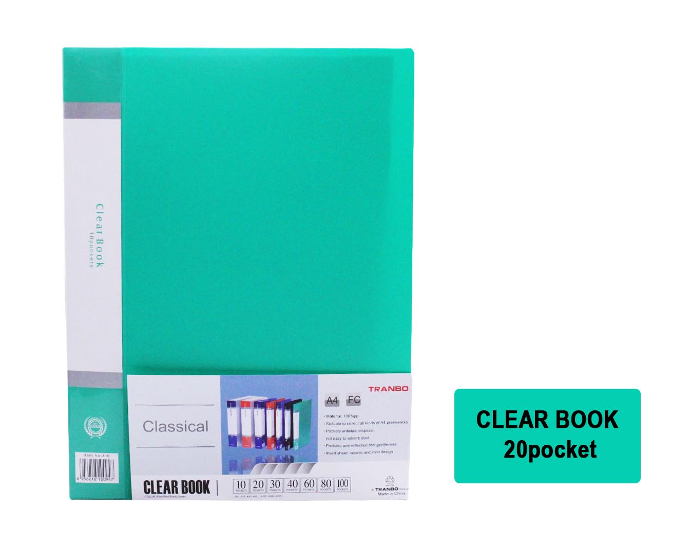 20 Pockets to 40 Pages Clear Book Display Book Non-Refillable ...