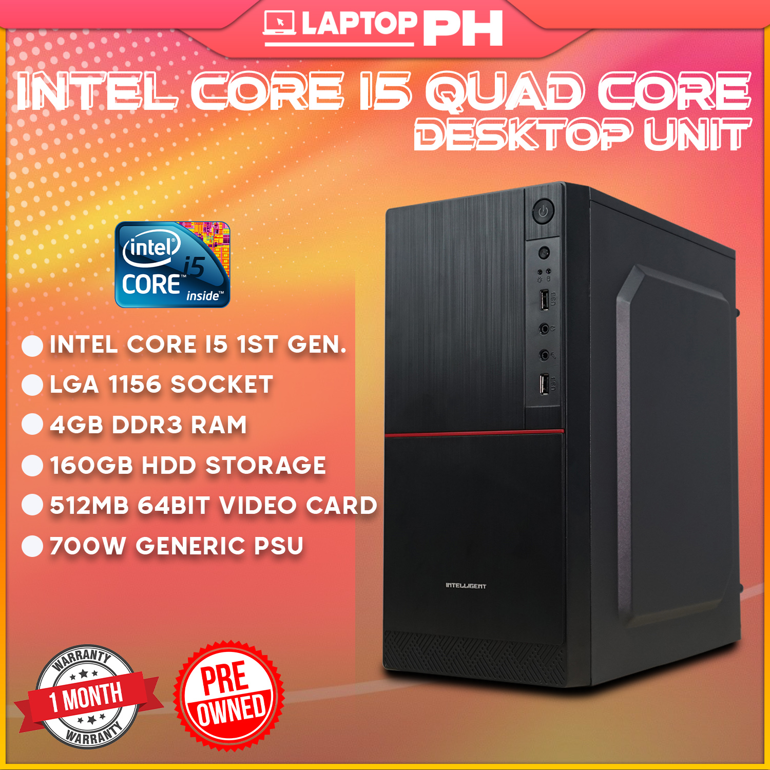 Core i5 Quadcore CPU | Intel Core i5 1st Gen 4GB RAM DDR3 160GB HDD ...