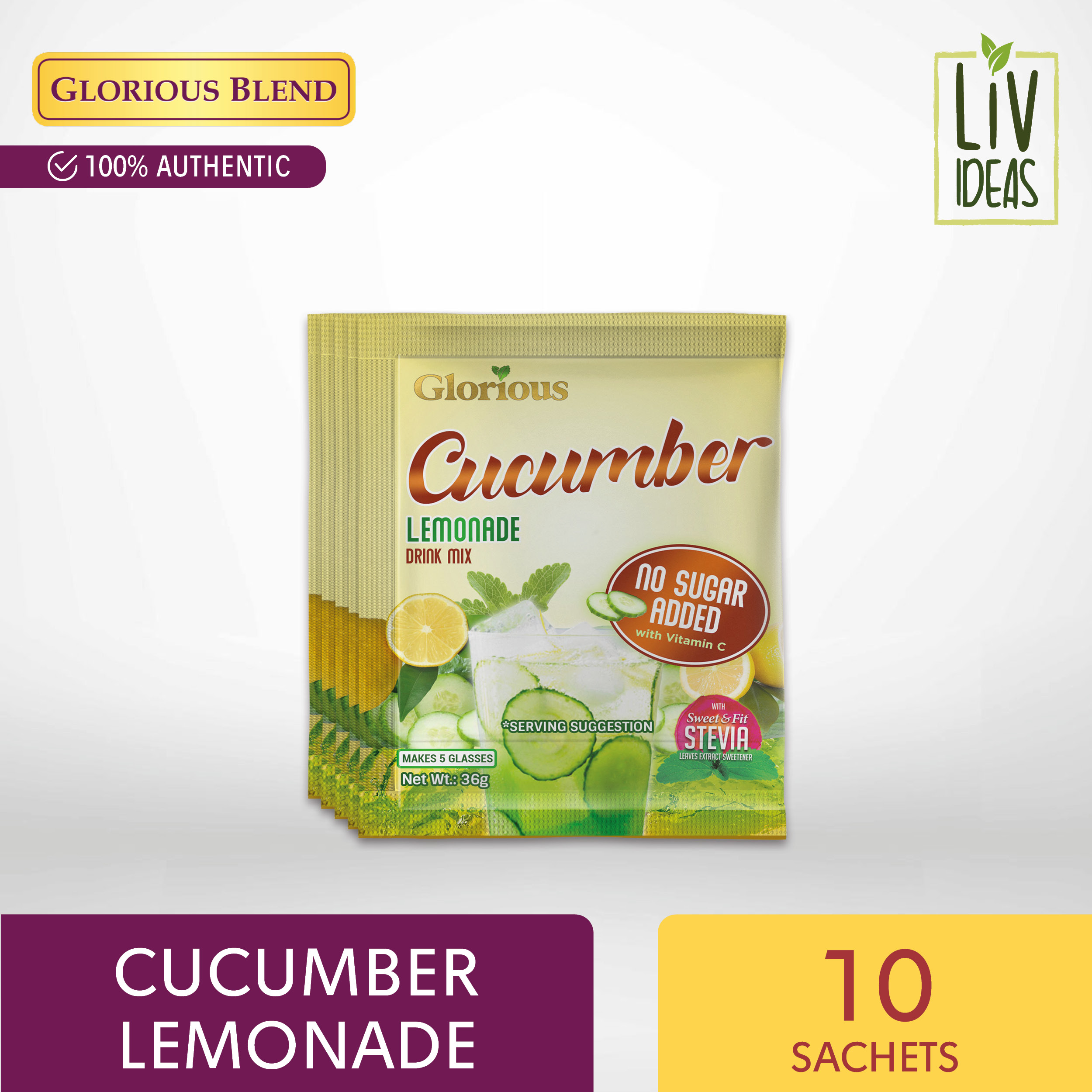 Glorious Blend Cucumber Lemonade 36g x 10 Sachets (Sweetened with ...