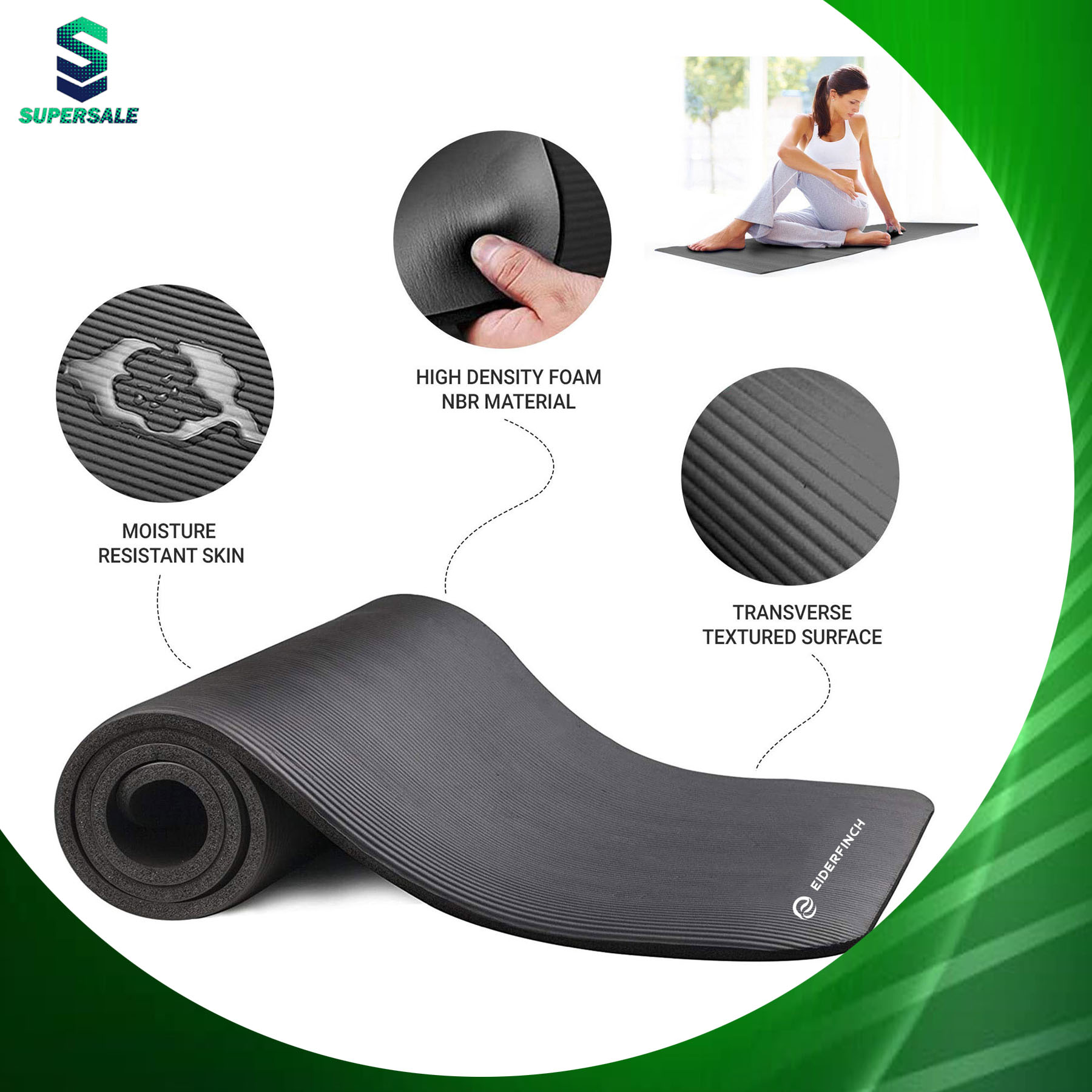 10mm Anti Tear Extra Thick Yoga Mat for Exercise Mat Exercise With ...