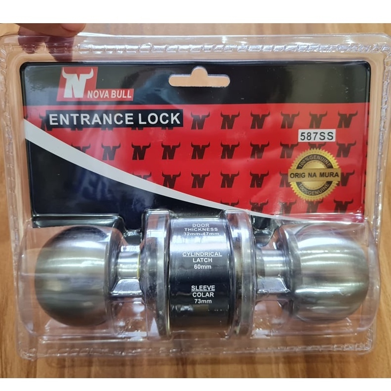 Cylindrical Doorknob Entrance Lockset Round Door Knob with 3 Keys Heavy ...