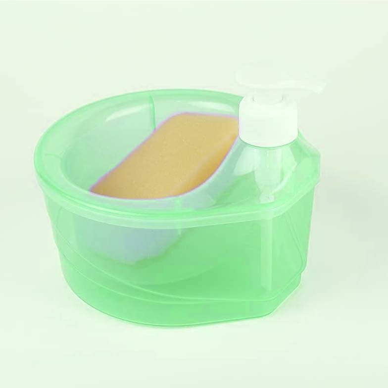 Round Shape Dishwashing Soap Liquid Pump Soap Dispenser With Sponge ...