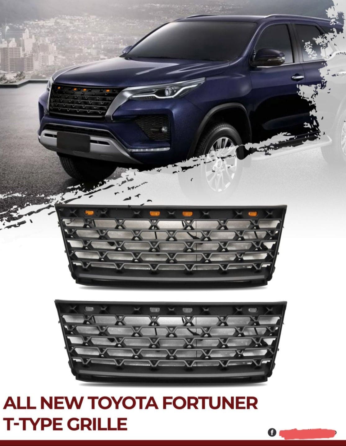 Toyota fortuner 2021 - 2024 Front Grille / Grill with Led white Matte ...