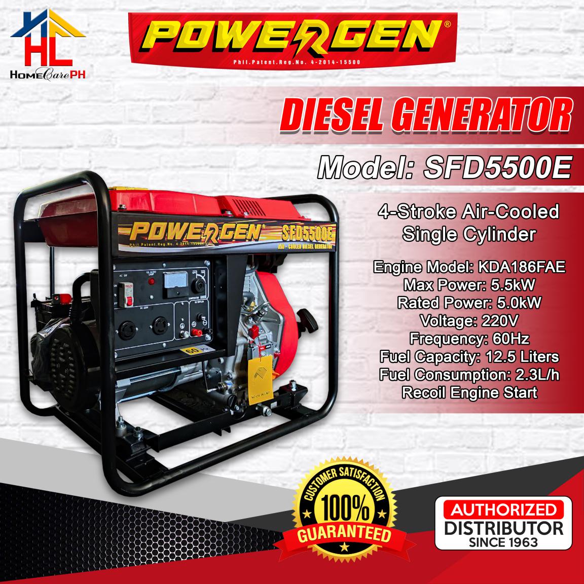 Powergen Diesel Generator SFD5500E (5500Watts) | Lazada PH