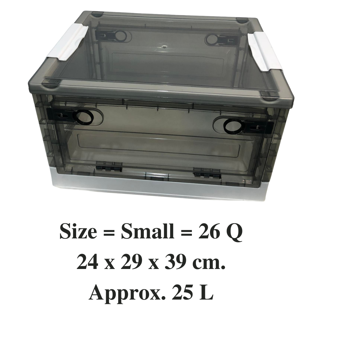 Collapsible Storage Bins Transparent Gray White Foldable Storage 25L ...