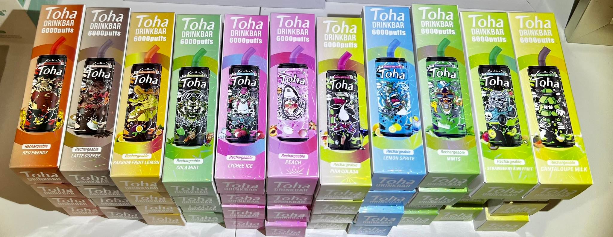 Toha 6000 puffs Drinkbar relx Disposable Vape Pod hopo Rechargeable ...