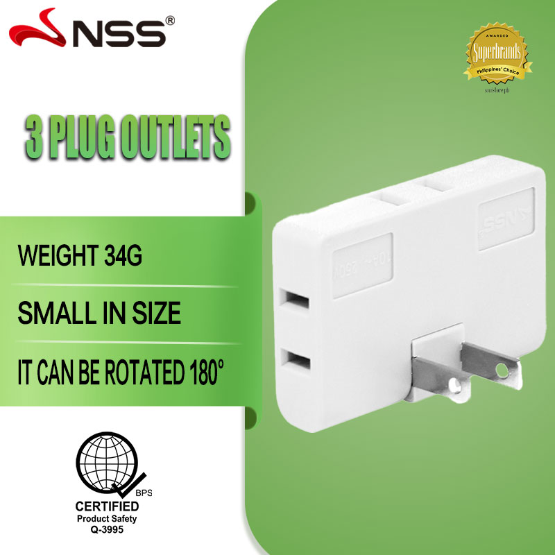 NSS Outlet Extension Power Adapter Socket Three Plug Extension Adaptor ...