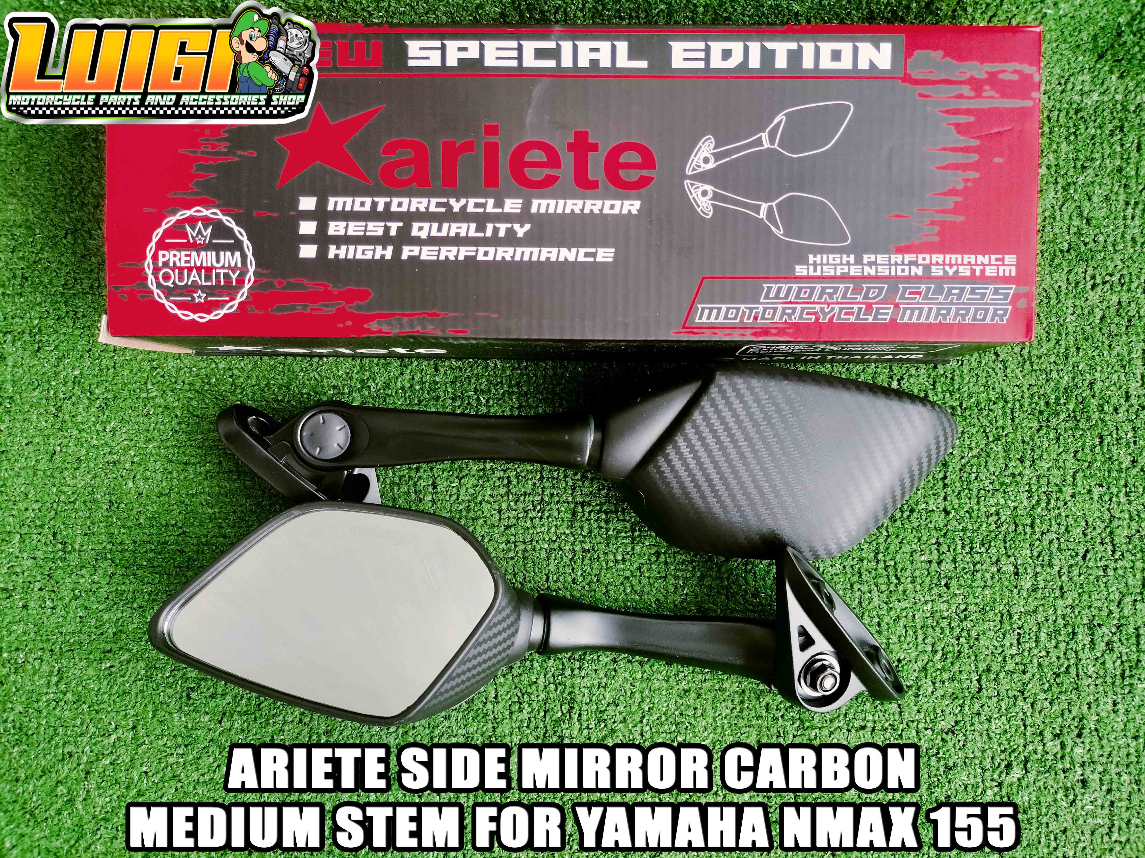 ARIETE YAMAHA NMAX 155 SIDE MIRROR CARBON SHORT / MEDIUM / LONG STEM ...