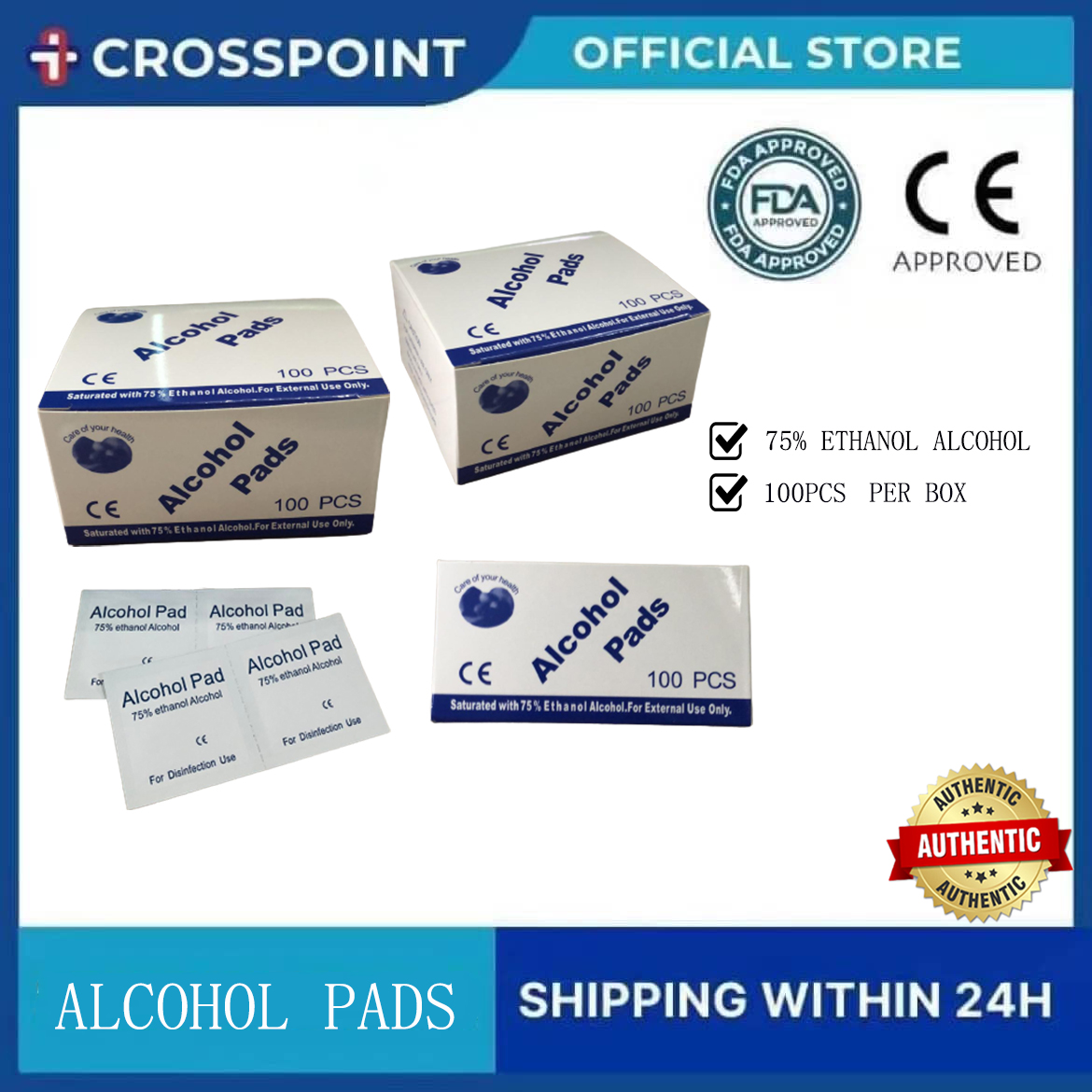 ALCOHOL PADS 75% ETHANOL ALCOHOL 100PCS | Lazada PH