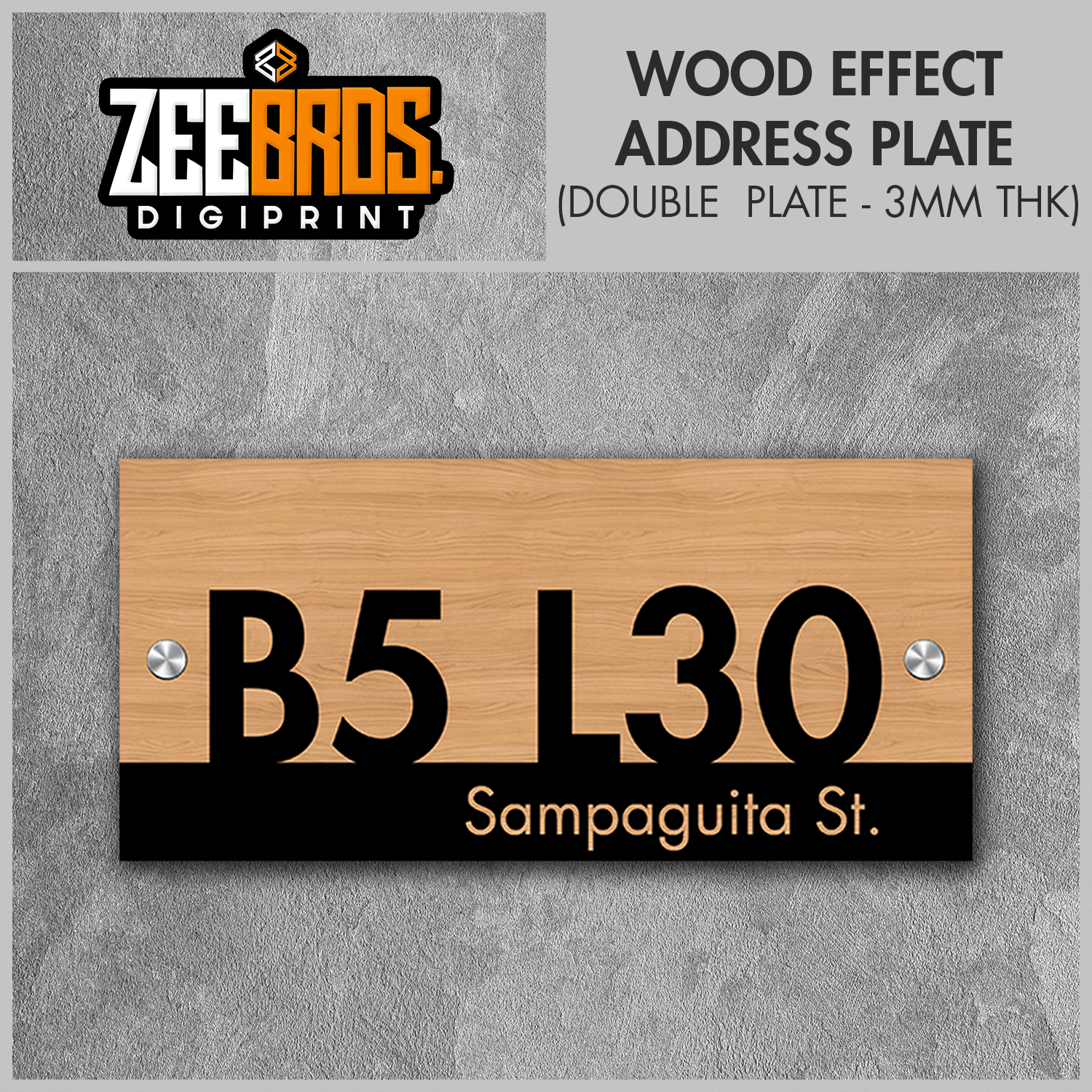 WOOD EFFECT ADDRESS PLATE (Double Plate - 3mm Thickness) | Lazada PH
