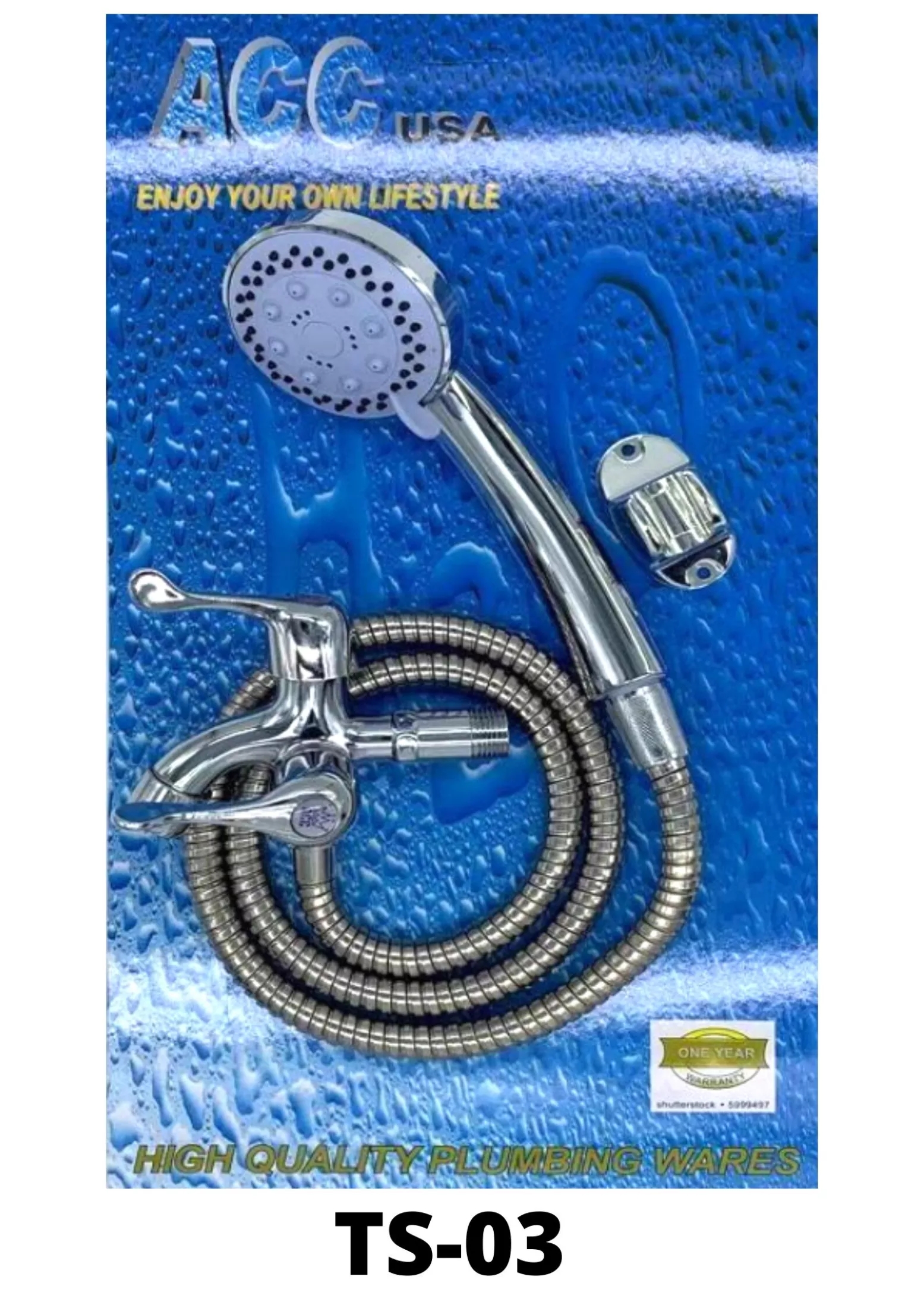 ACC Stainless Shower Set With Hose 2 Way Faucet Booster Shower Head ...