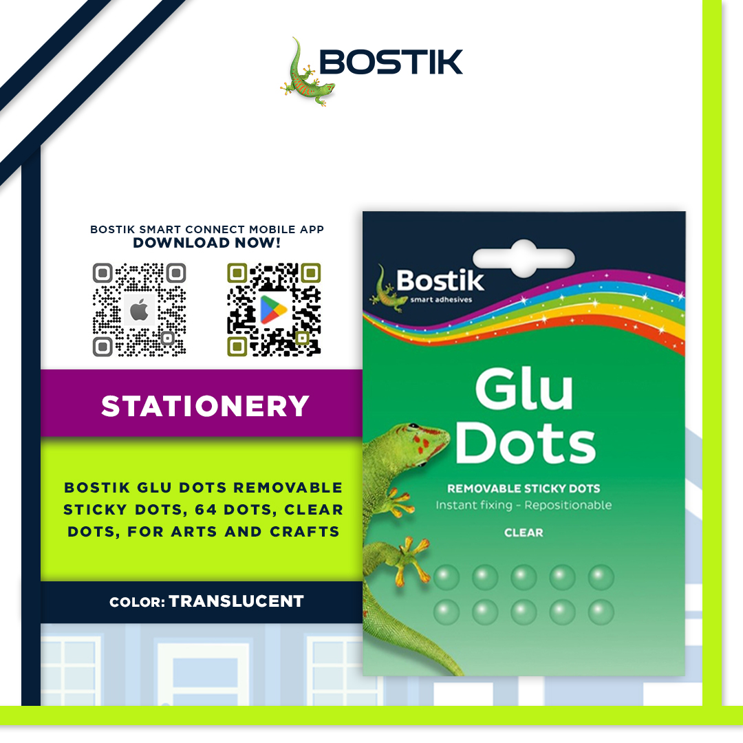 Bostik Glu Dots Removable Sticky Dots, 64 dots, Clear Dots, for Arts ...
