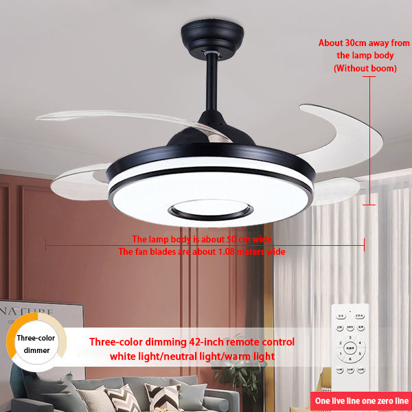 Ceiling fan with light 42/48 inch remote control 5-blade fan chandelier ...