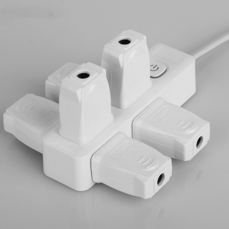 6 in 1 Extension Plug Adapter 1M extension cord Flat plug function ...