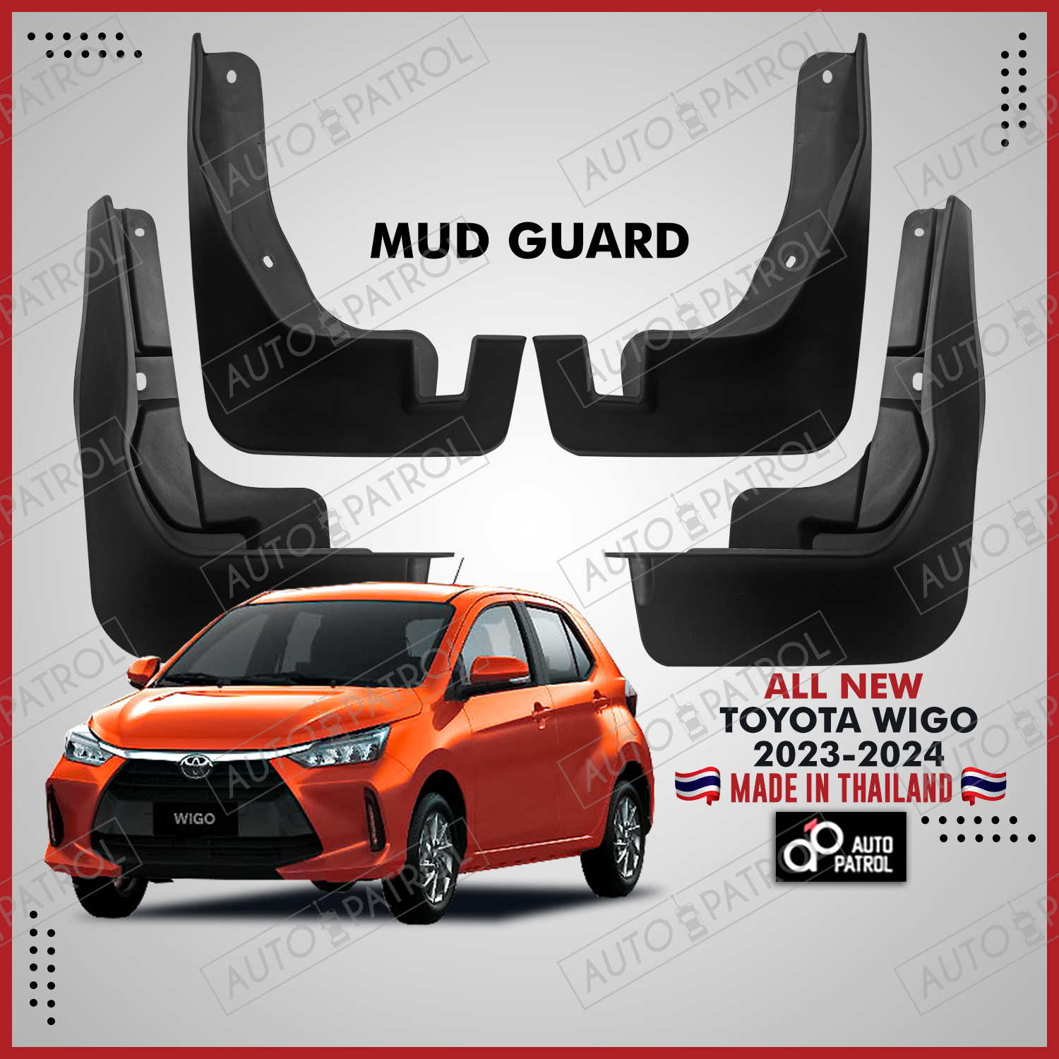 TOYOTA WIGO 2023-2024 Mud guard Matte Black ( mudguard ) ( mudflaps ...