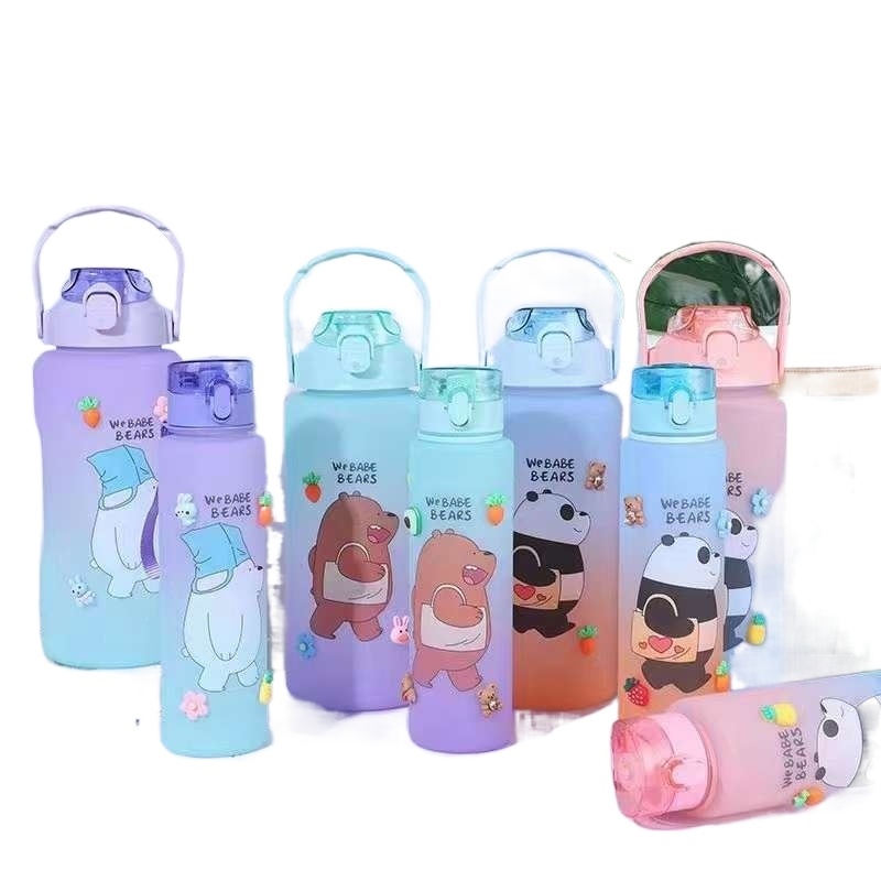 Shilily 2in1 2L 1L Motivational Bottle W/Time Straw BPA Free Locking ...