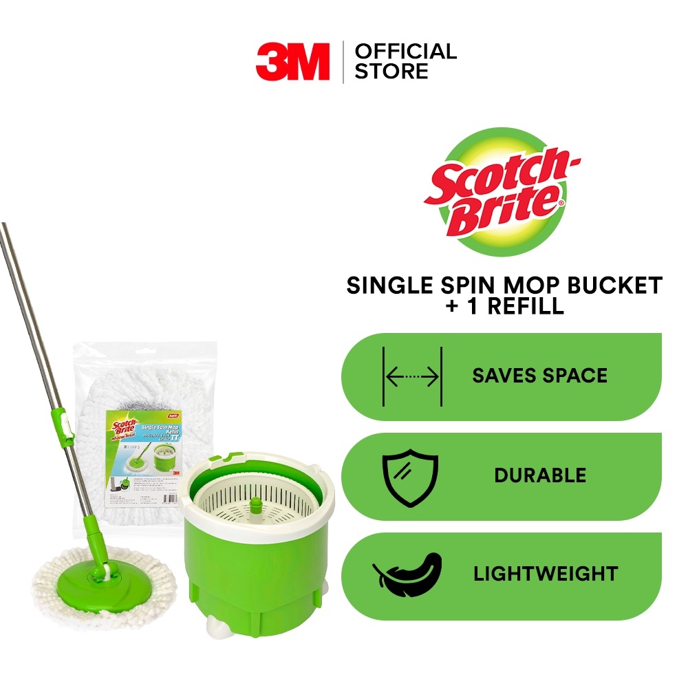 3M Scotch Brite Green Single Spin Mop Compact Clean 100 Microfiber for ...