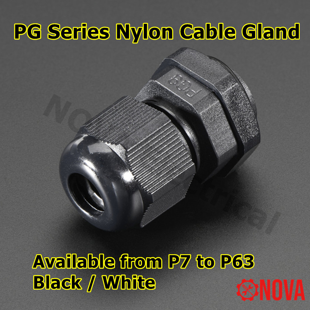 PG Nylon Cable Gland White / Black PG-7 PG-11 PG-13.5 PG-16 PG-19 PG-21 ...