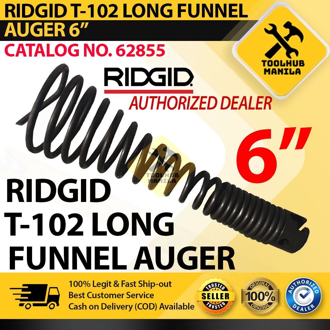 Ridgid T-102 Long Funnel Auger 6" Drain Cleaning Tool for Ridgid Drain ...