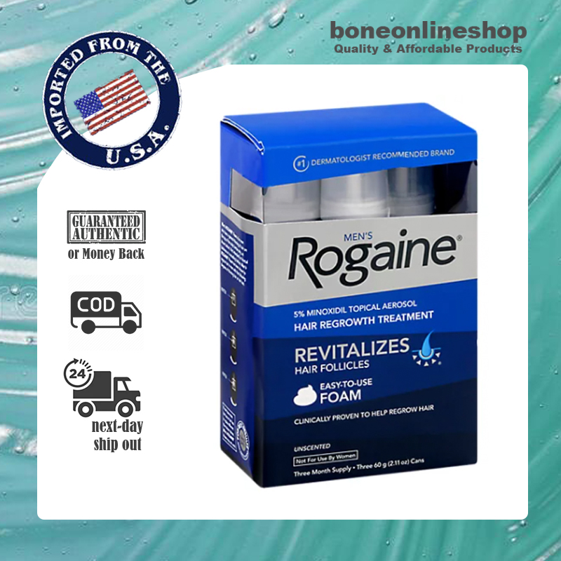 Men's Rogaine 5% Minoxidil Foam for Hair Loss and Hair Regrowth, 3 ...