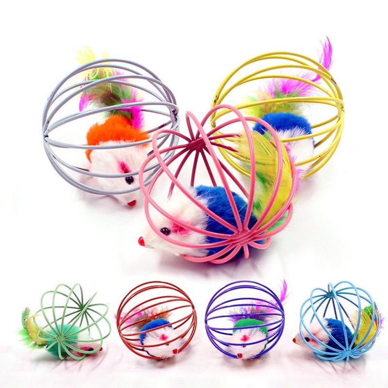 Cat mouse toy Kitten mouse rat toy chasing toy plush mouse in cage pet ...