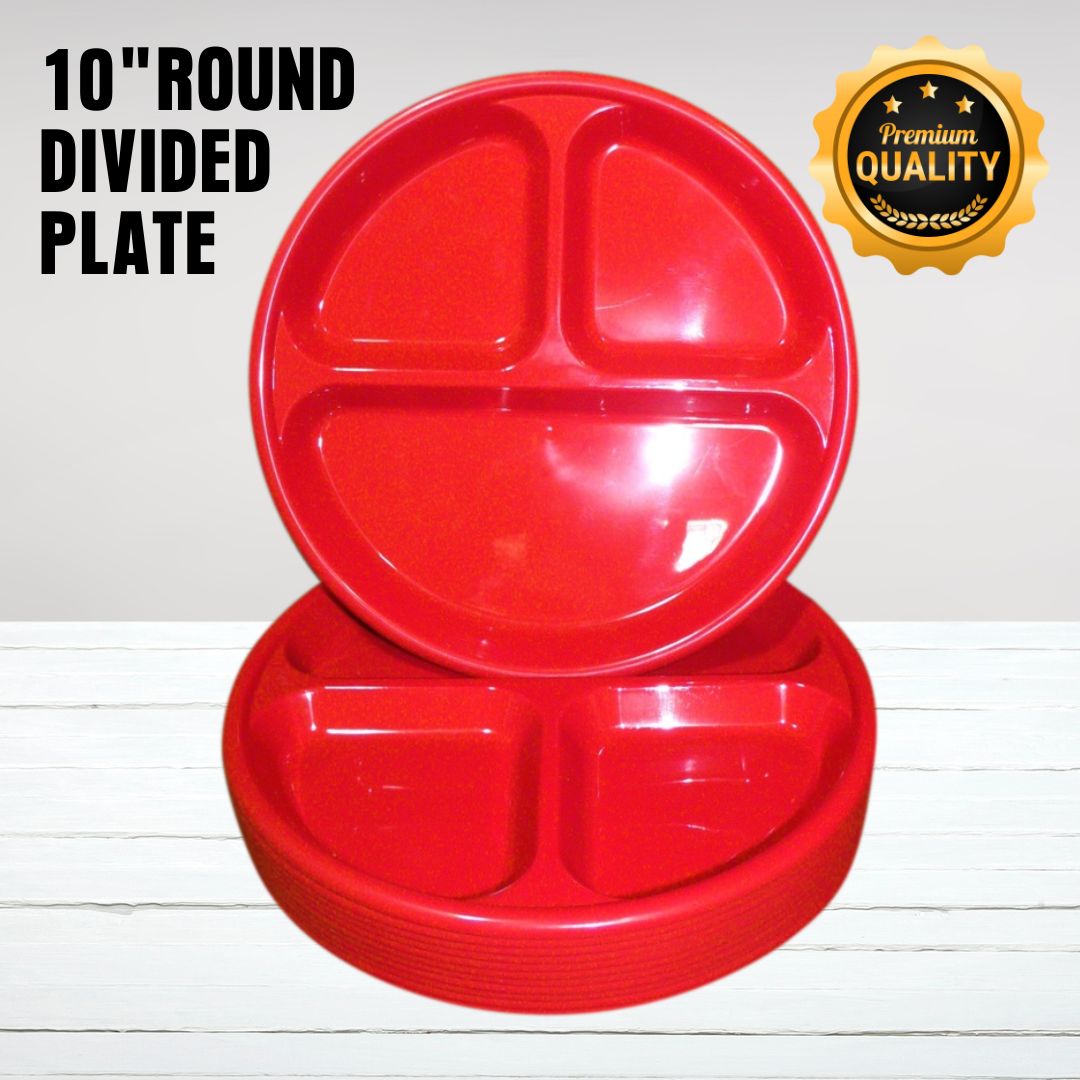 Vivahome 1pc / 6 pcs Plastic Plate with 3 Division Round Plate 10 ...
