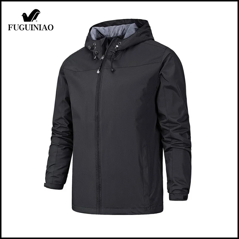 FUGUINIAO Outdoor Men's Lightweight Jacket Hooded Water Resistant ...