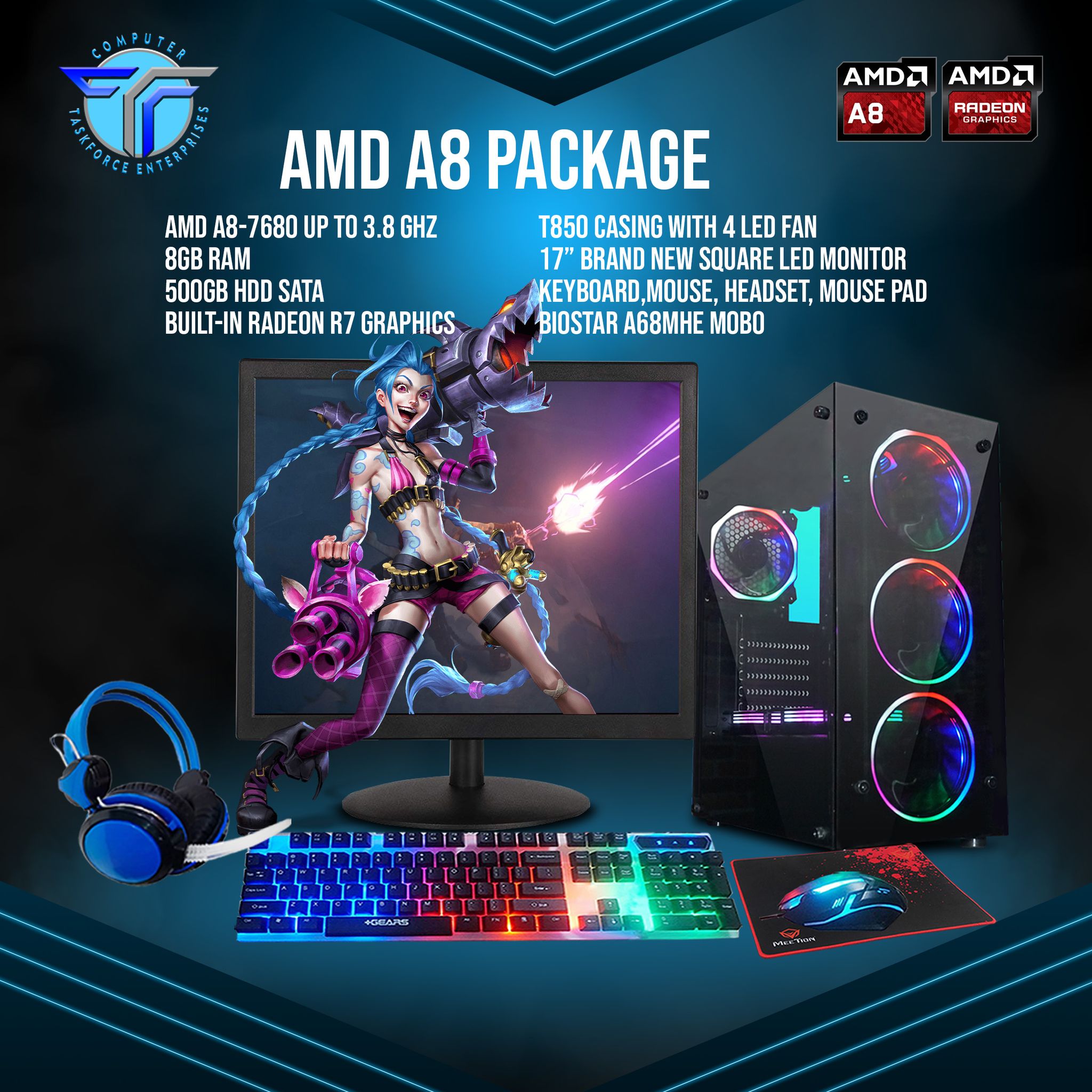 GAMING COMPUTER PACKAGE | AMD A8 - 7680 | 8GB RAM 500GB HDD | KEYTECH ...
