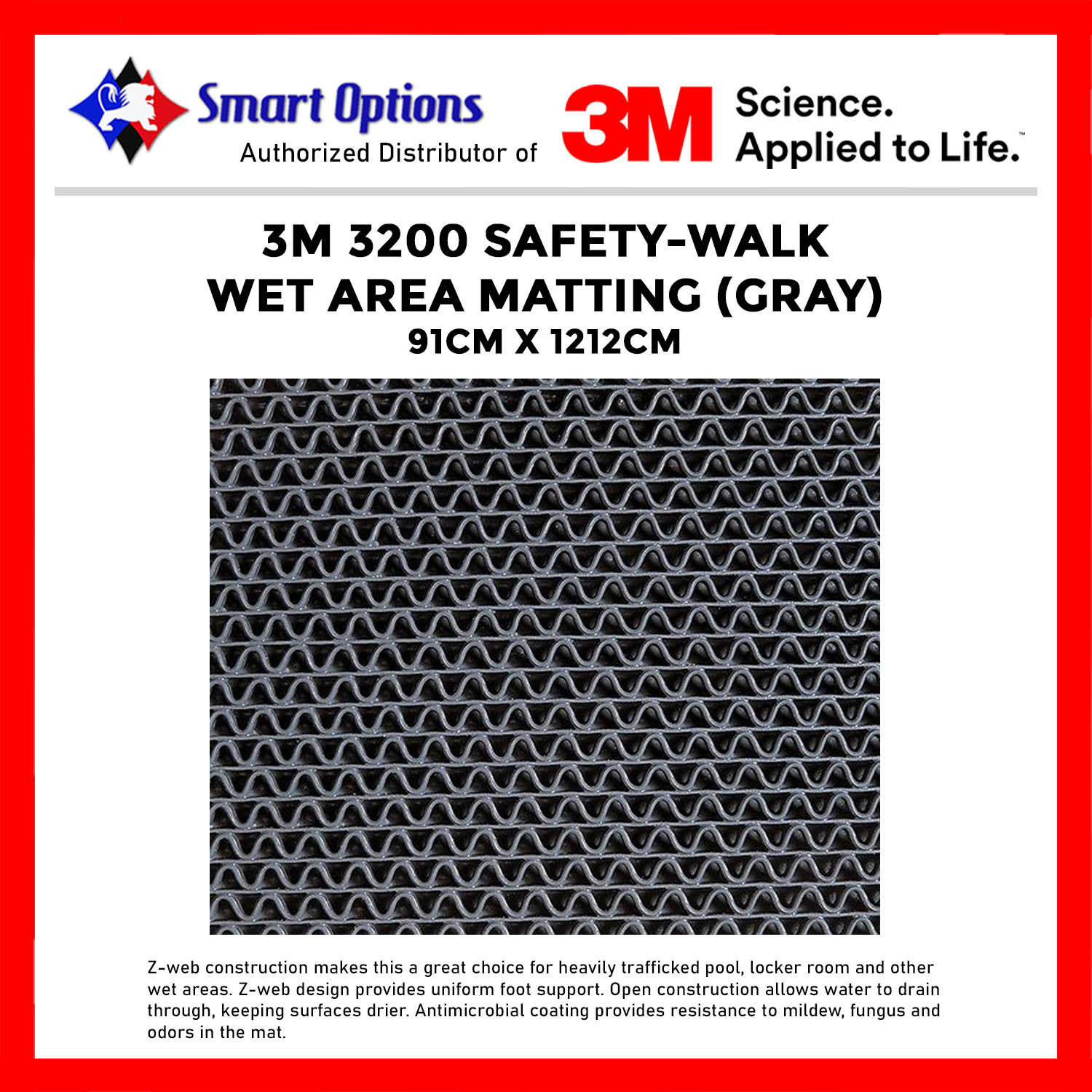 3200 Safety-walk Wet Area Matting (Gray) 91cm x 1212cm | Lazada PH