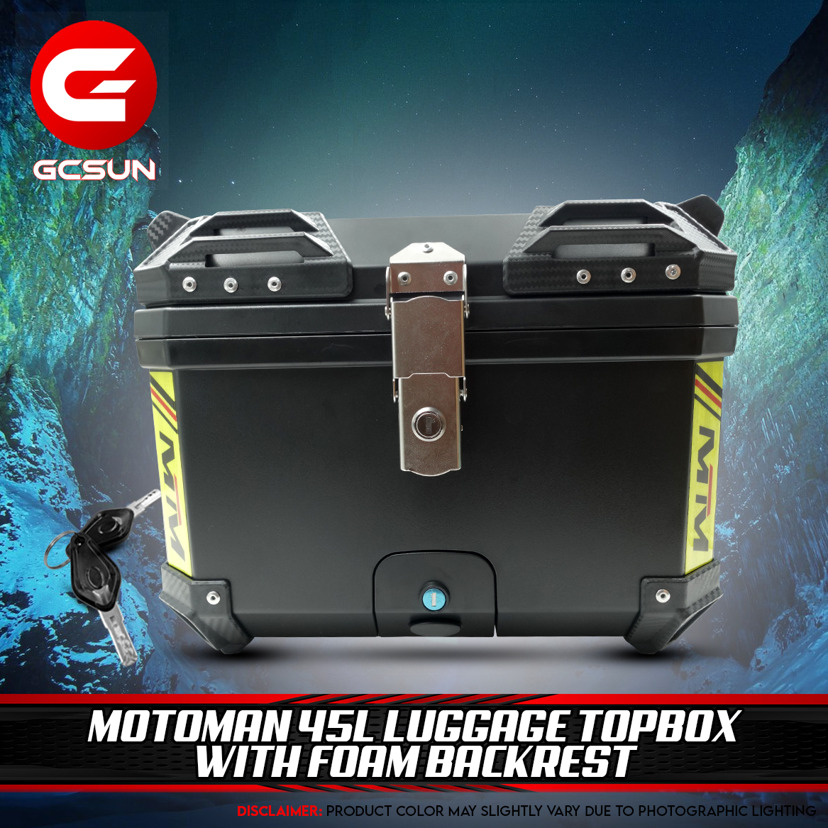 MOTOMAN 45 LITERS LUGGAGE TOP BOX WITH BACKREST-GCSUN MOTORCYCLE ...