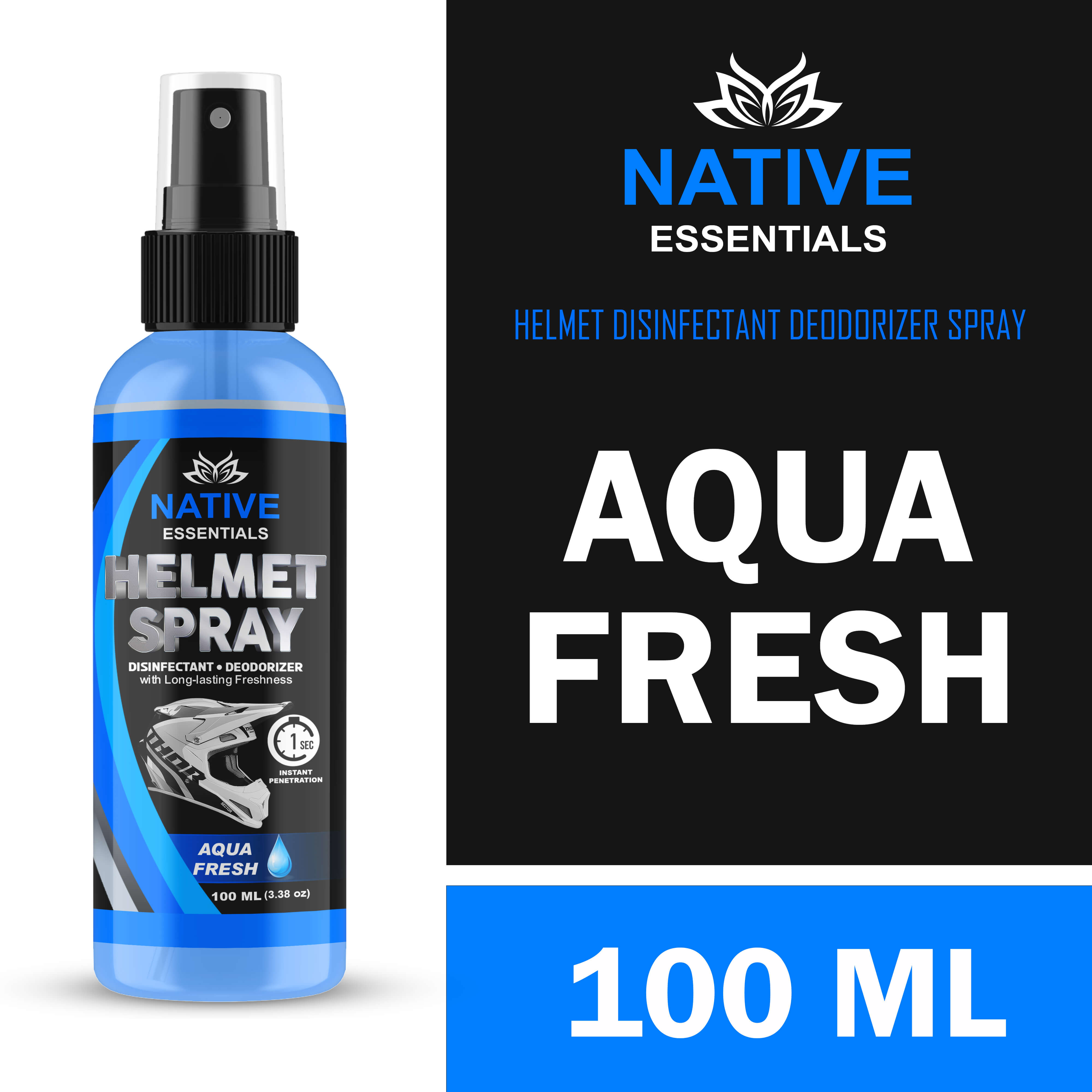 (Aqua Fresh scent) HELMET DISINFECTANT DEODORIZER SPRAY antibacterial ...