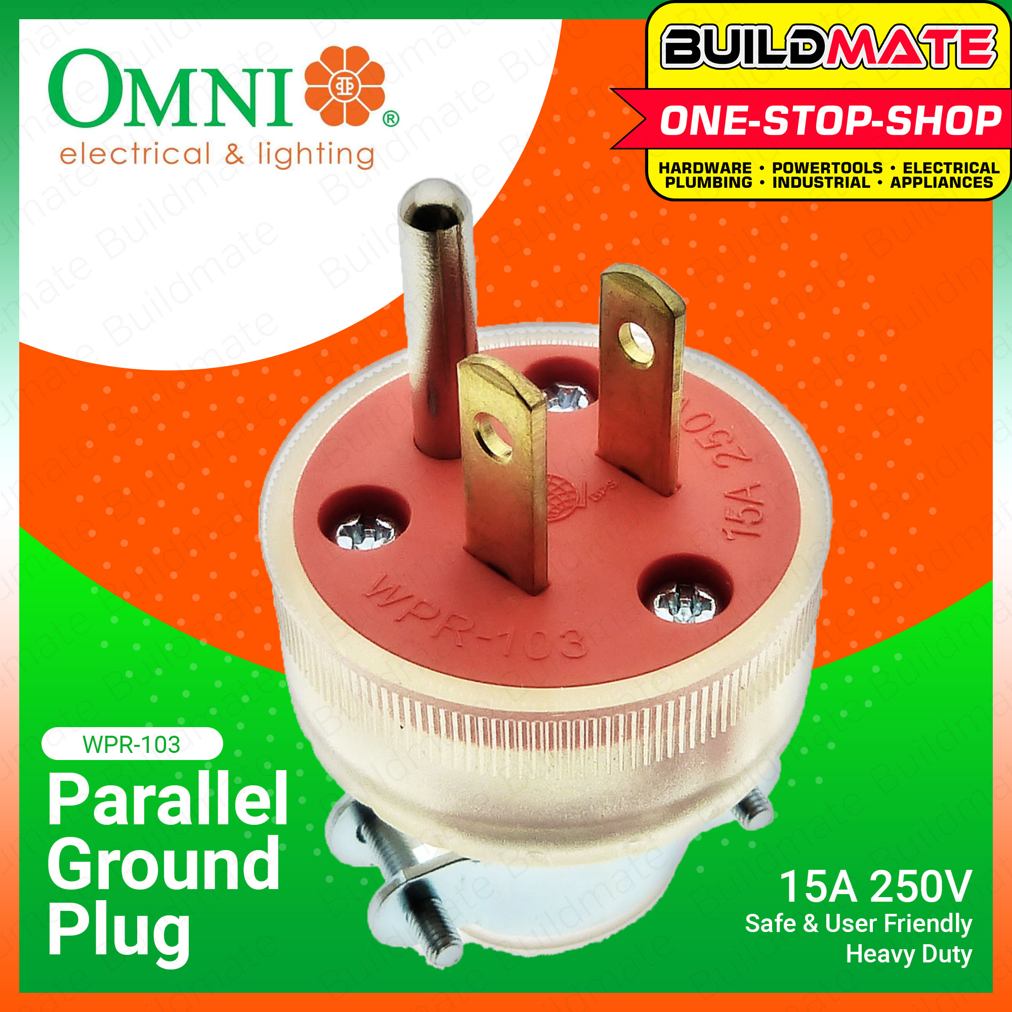 OMNI Electric Parallel Ground Plug 15A 250V WPR-103 - BUILDMATE ...