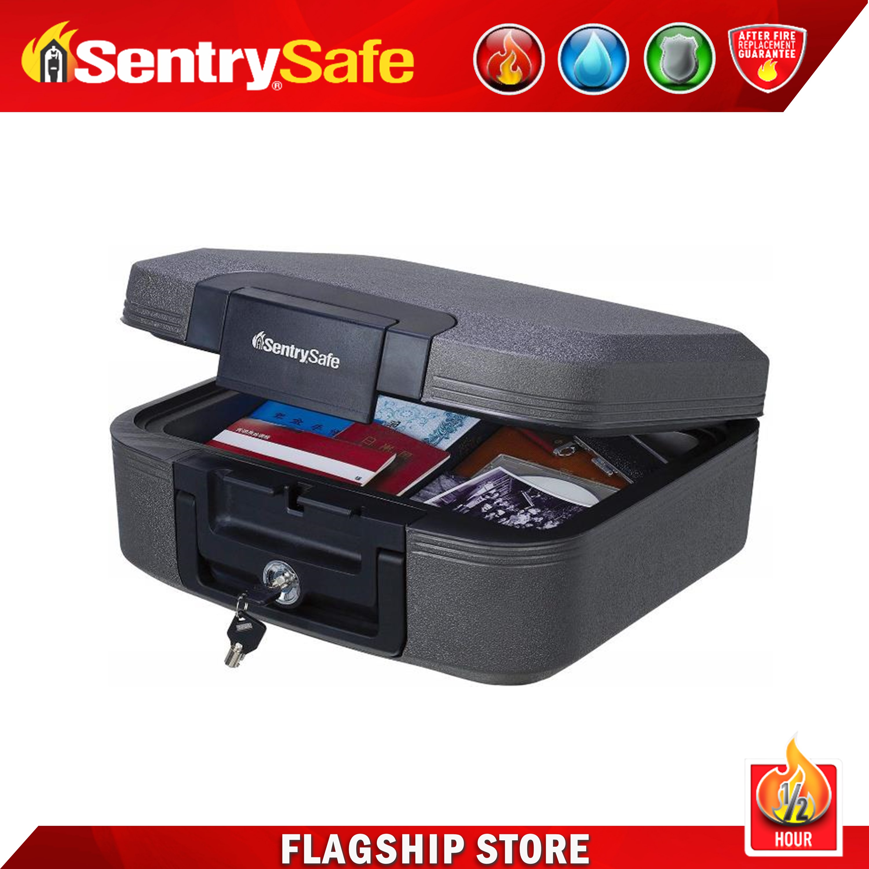 SENTRY SAFE CHW20201 Fire + Security Waterproof Small 7.8 Liter Chest ...
